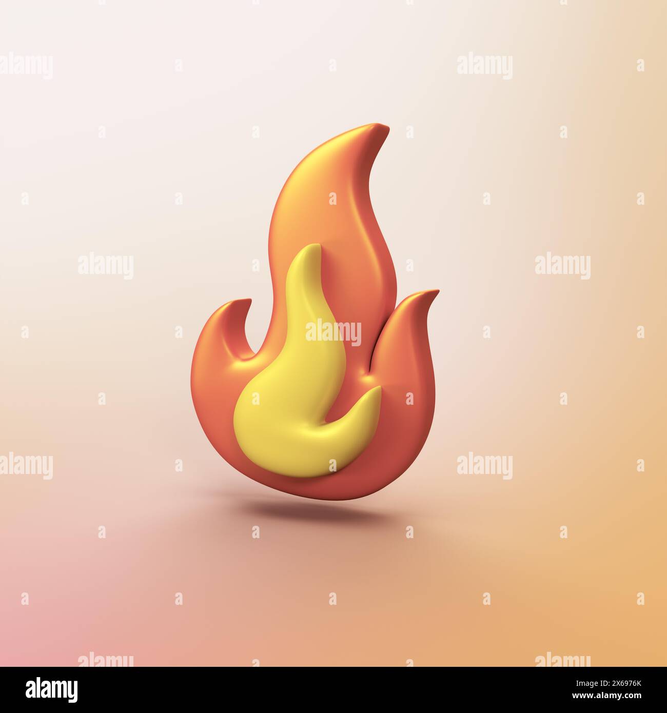 Flame fire symbol - stylized 3d CGI icon object Stock Photo - Alamy