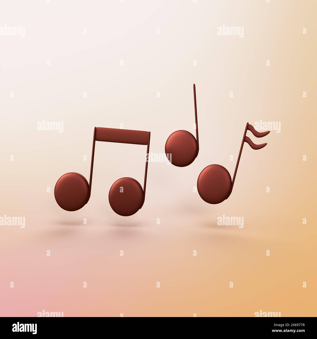 Music notes - stylized 3d CGI icon object Stock Photo - Alamy