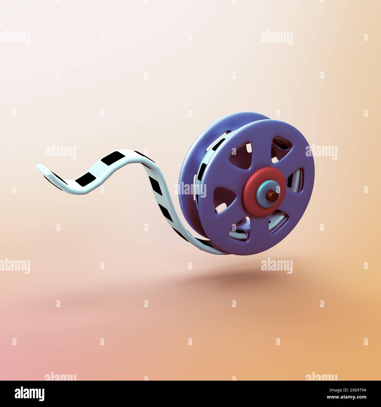 Film strip movie wheel - stylized 3d CGI icon object Stock Photo - Alamy