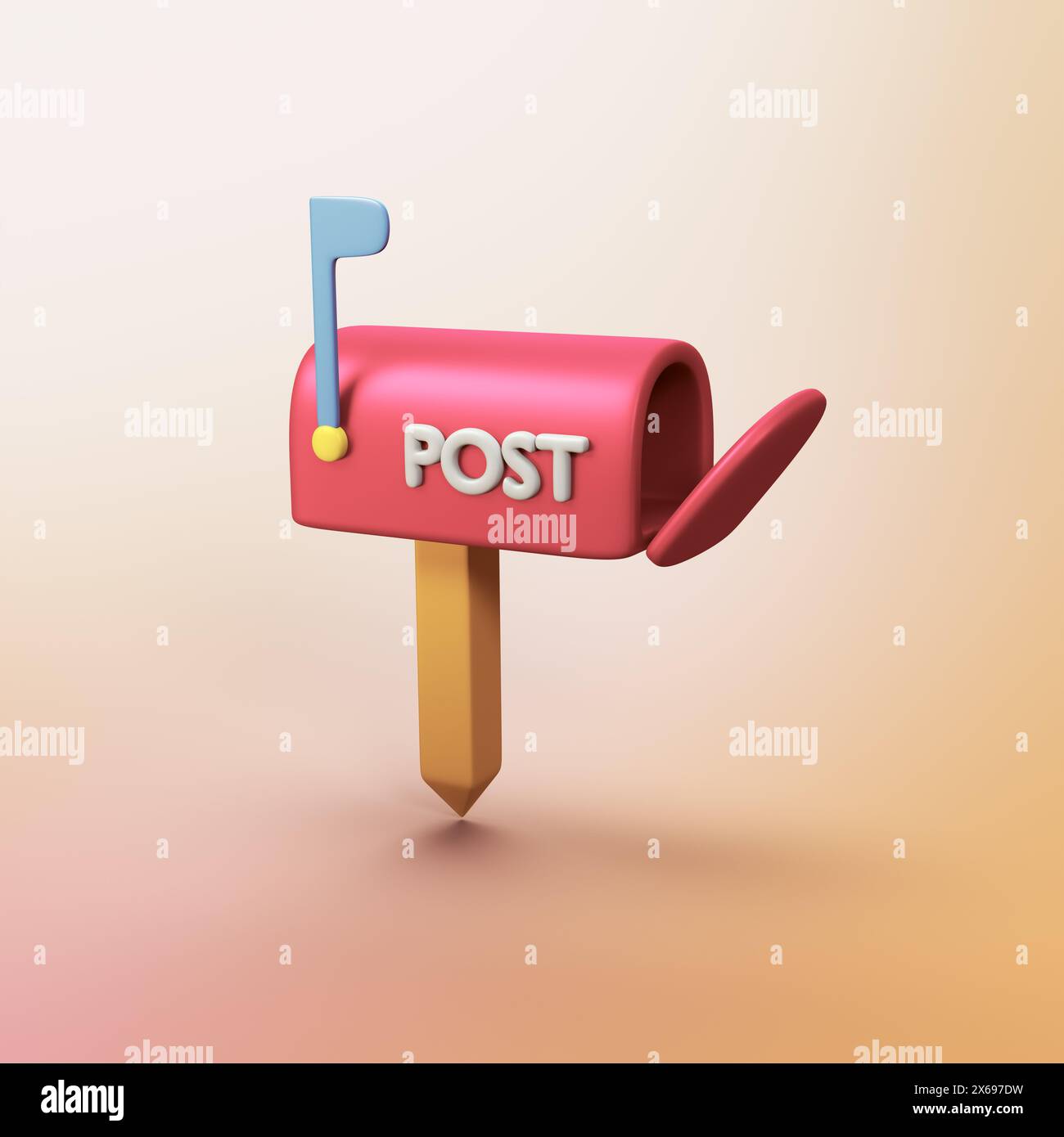 Mail box post - stylized 3d CGI icon object Stock Photo - Alamy