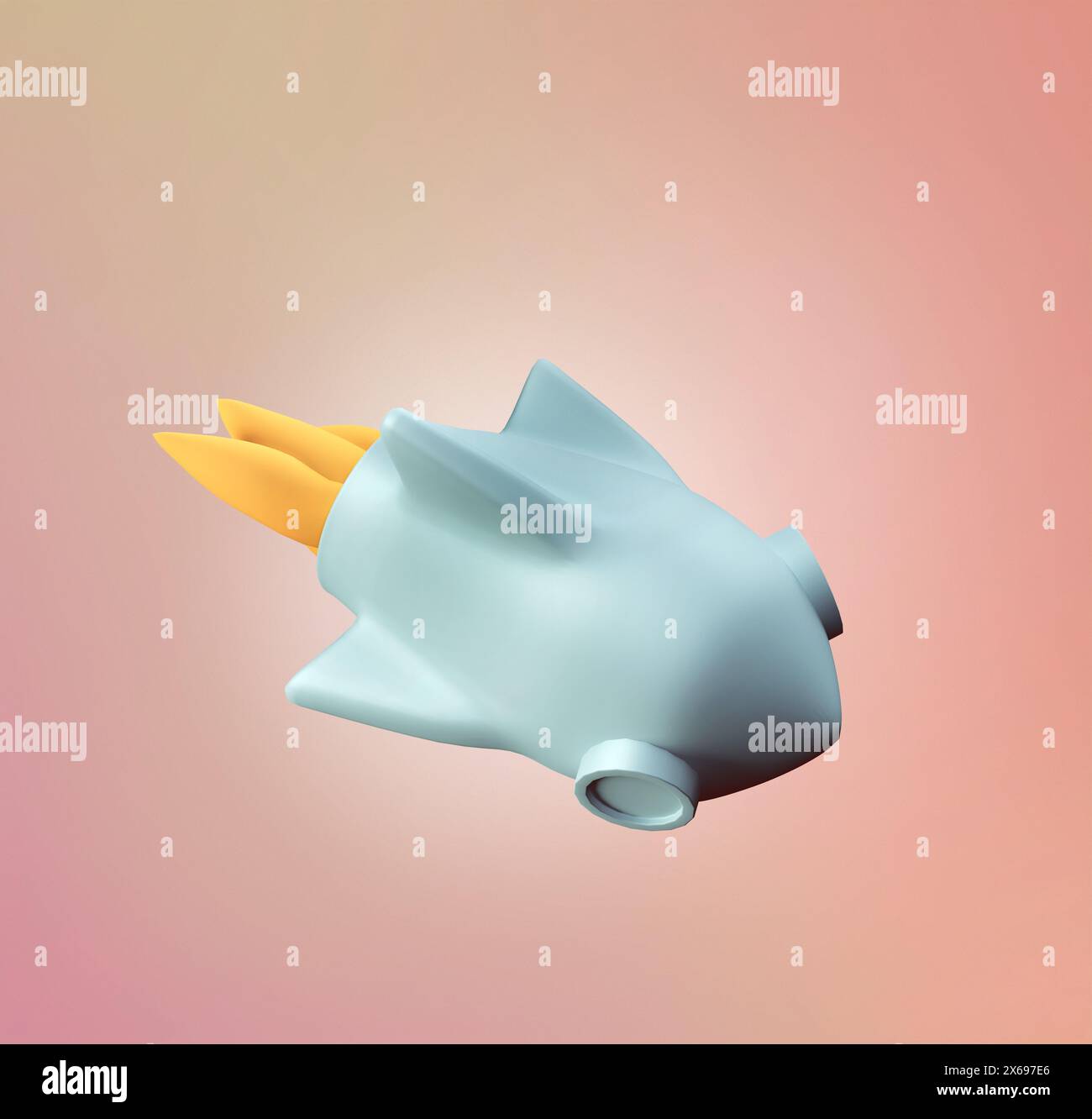 Stylized 3d icon object - rocket Stock Photo - Alamy