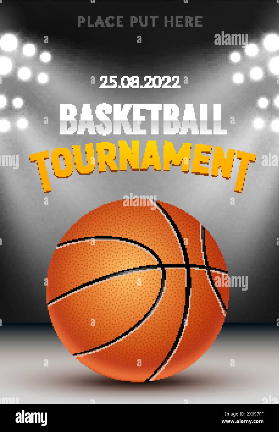 Basketball vector tournament background. Basketball court arena game ...