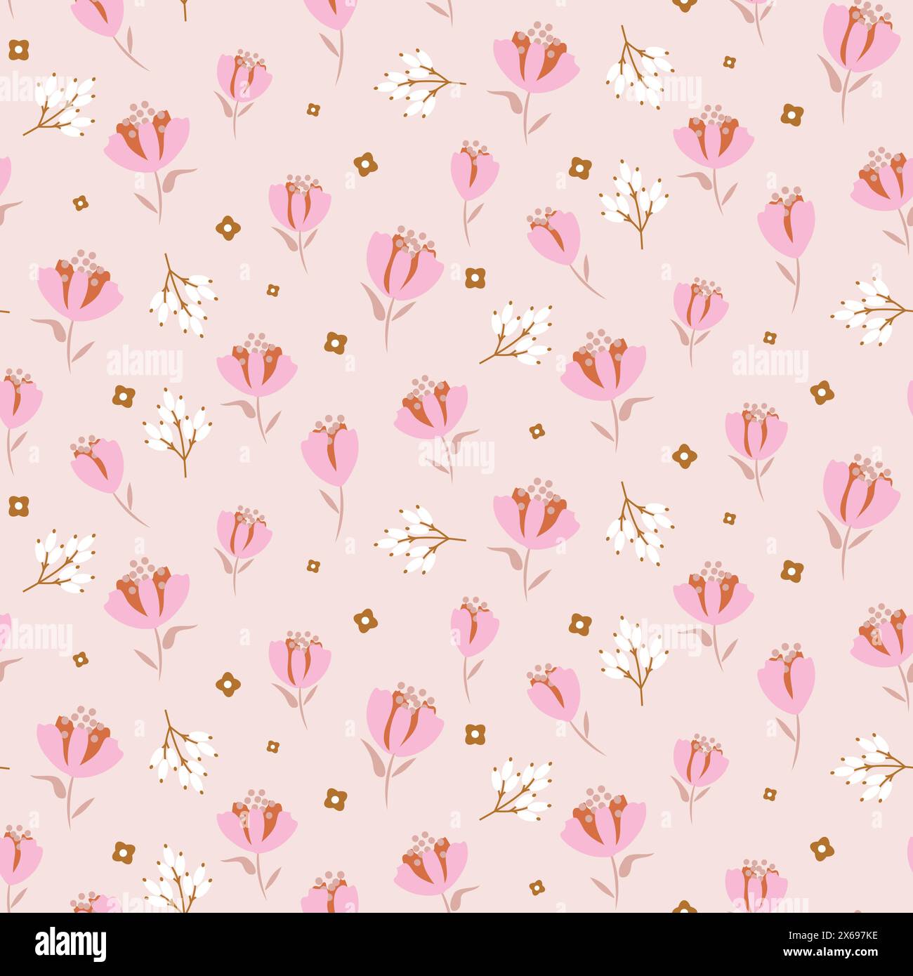 Pink tulips millefleur meadow tender pastel background color flowers ...