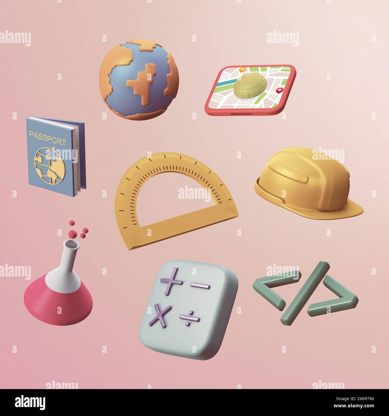 Various design 3d obects icons Stock Photo - Alamy