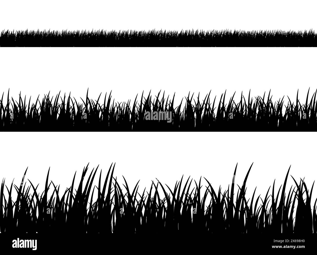 Grass meadow border vector pattern. Spring or summer plant field lawn ...