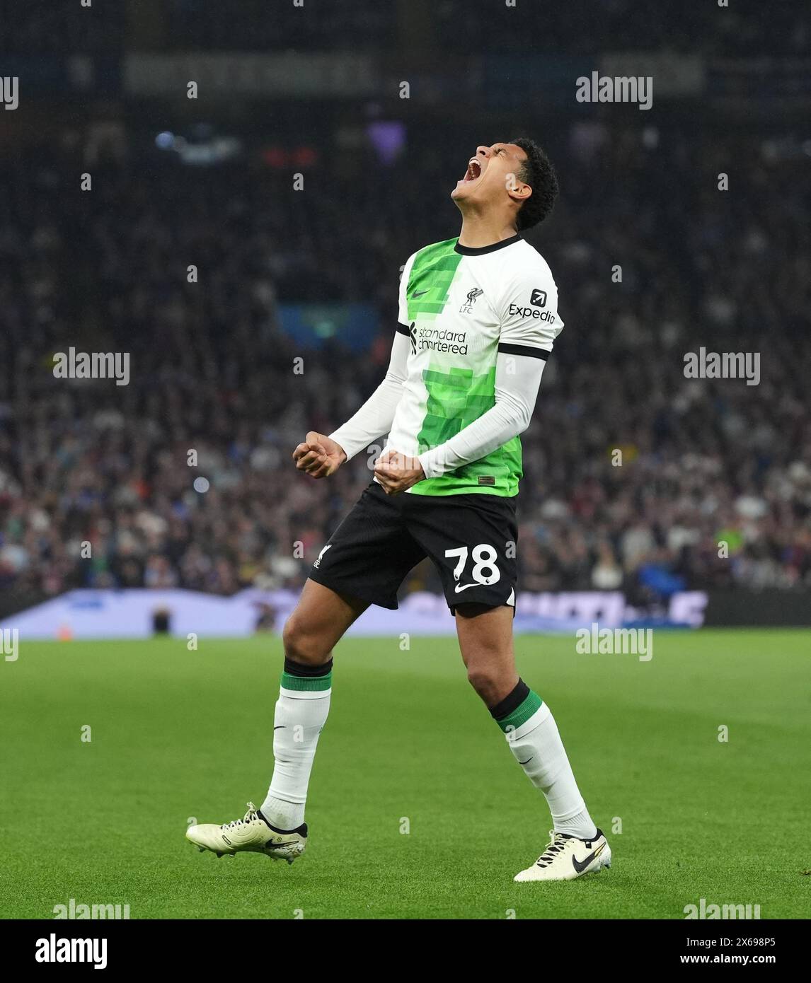 Liverpool's Jarell Quansah celebrates scoring their side's third goal ...