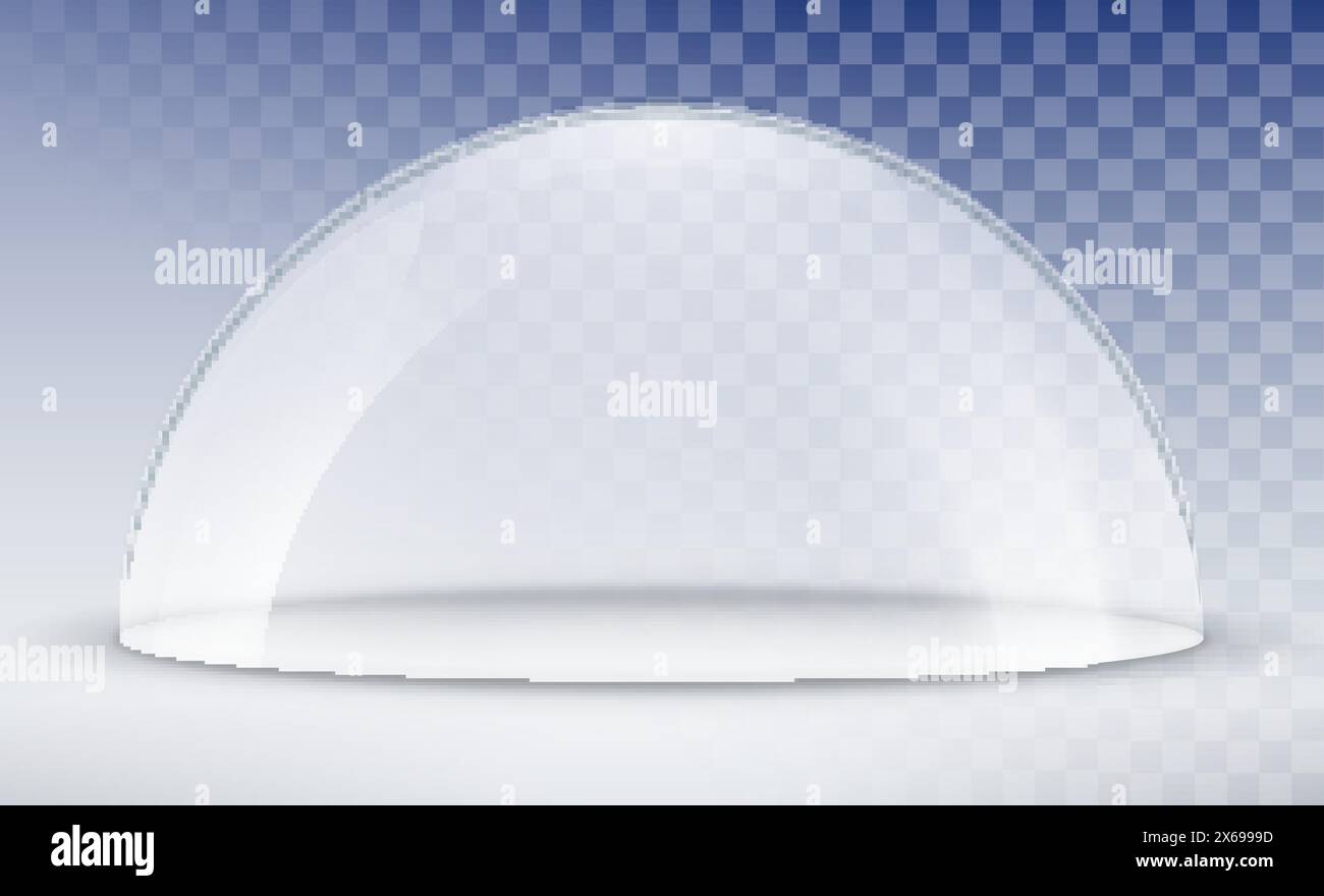 Glass dome container mock-up. Plastic dome model cover for exhibition ...