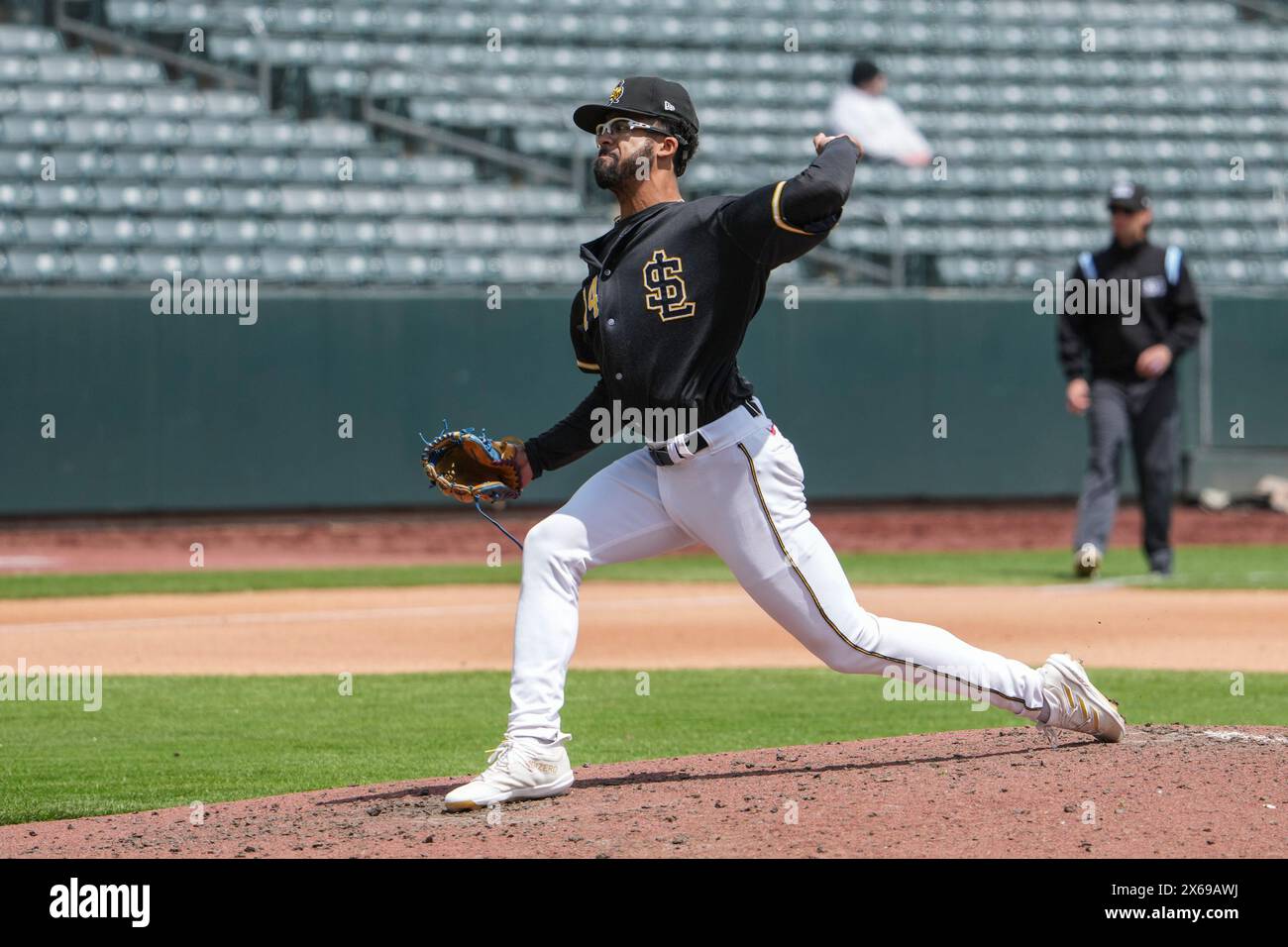 Salt Lake UT, USA. 8th May, 2024. Salt Lake pitcher Tyler Thomas (14 ...