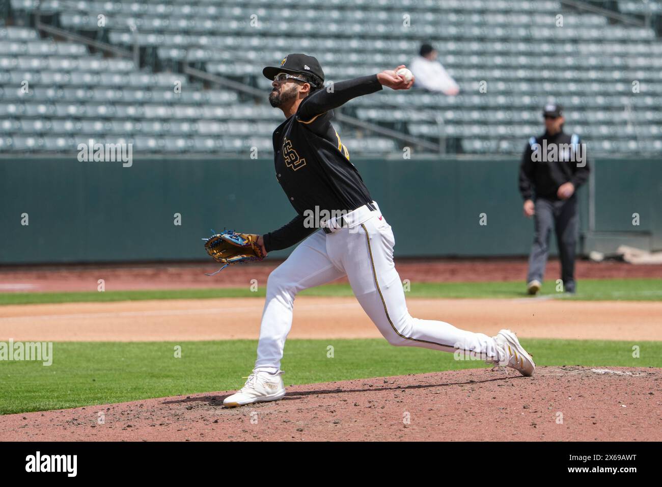 Salt Lake UT, USA. 8th May, 2024. Salt Lake pitcher Tyler Thomas (14 ...