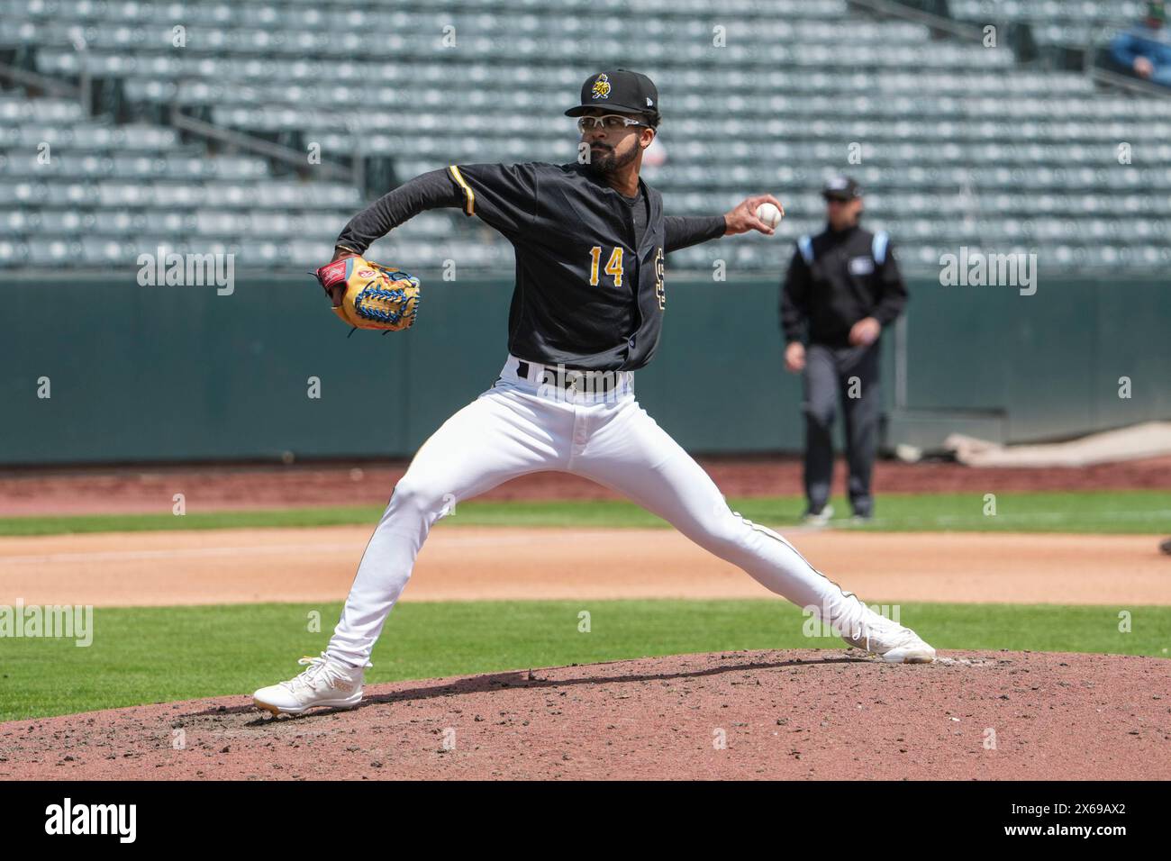 Salt Lake UT, USA. 8th May, 2024. Salt Lake pitcher Tyler Thomas (14 ...