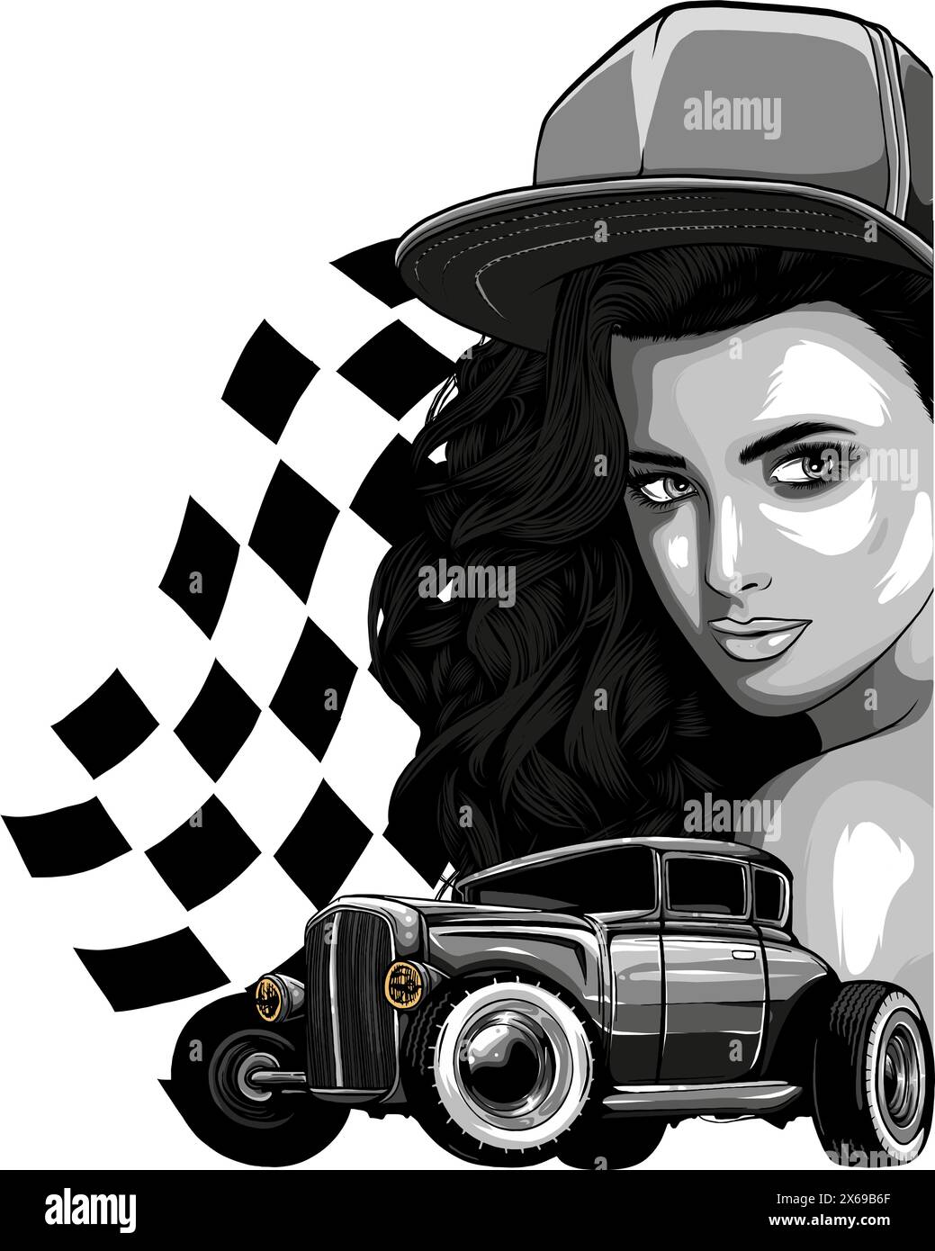 Hot rod car girl hi-res stock photography and images - Alamy