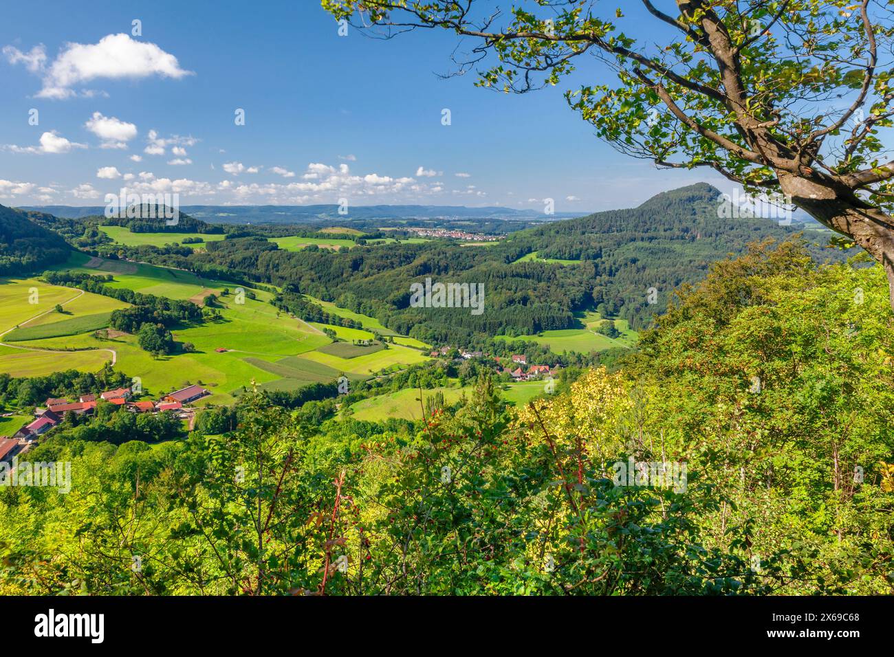 View of the Stuifen and Hohenstaufen imperial mountains from Hornberg ...