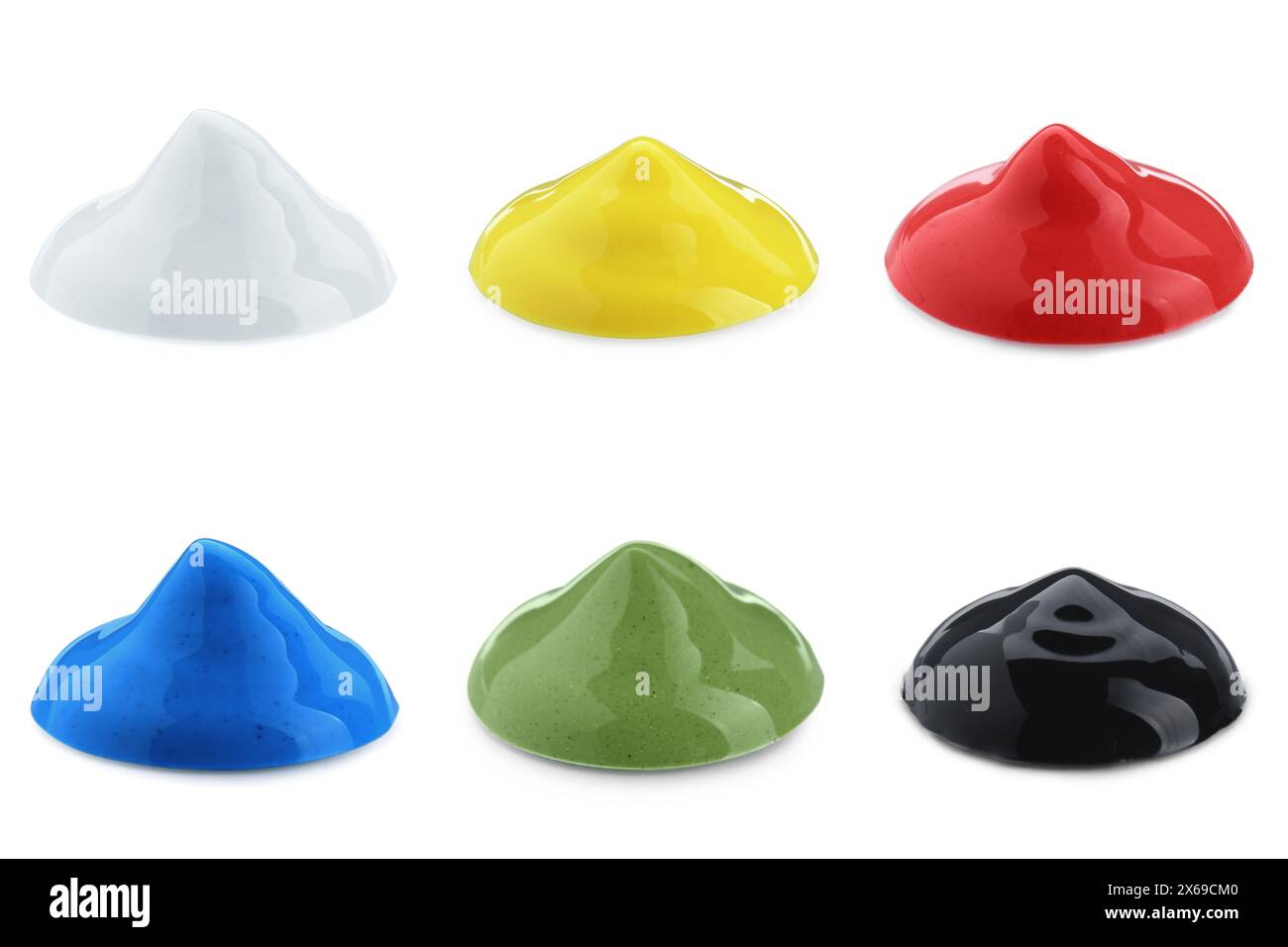 Paint blobs of different colors isolated on white, set Stock Photo - Alamy