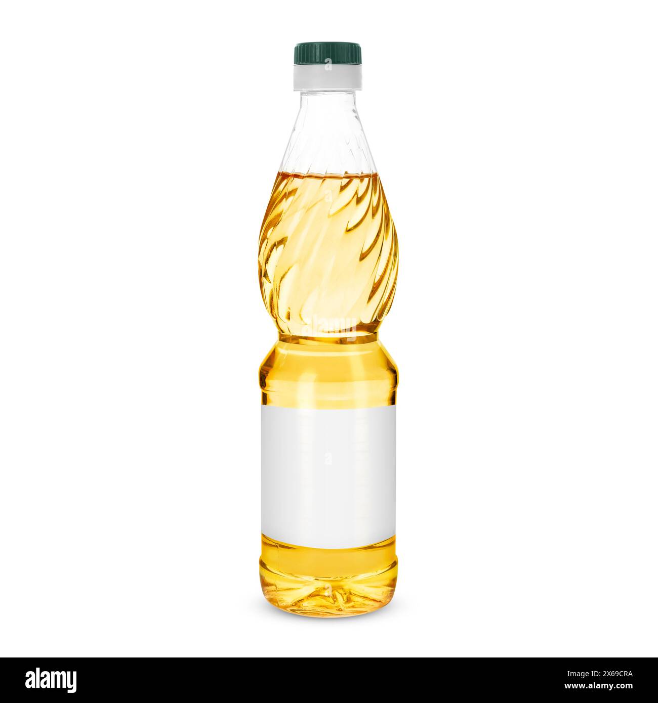 Cooking oil in plastic bottle with empty label isolated on white ...