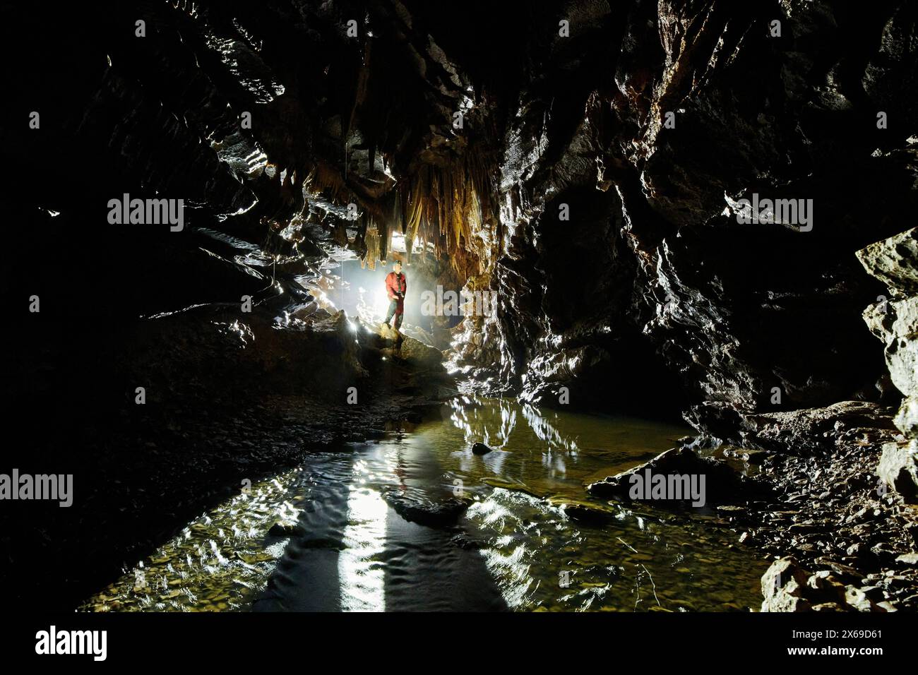 Cave stalactites stalagmites river hi-res stock photography and images ...