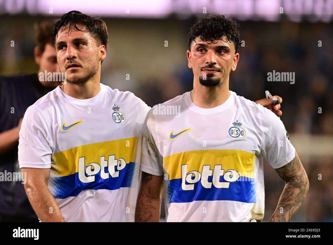 Brugge, Belgium. 13th May, 2024. Union's Kevin Mac Allister and Union's ...