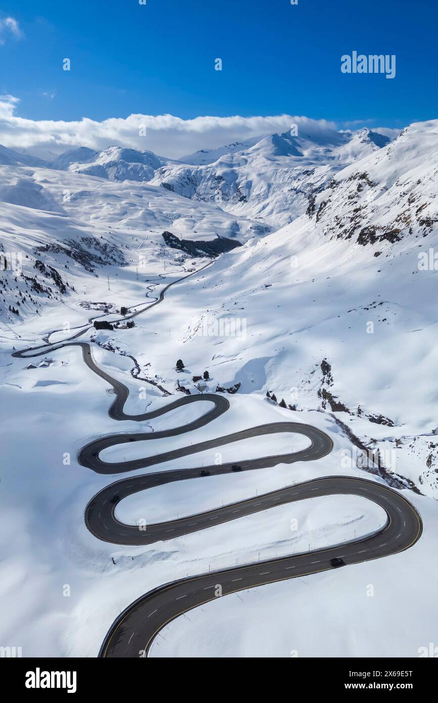 Aerial view of Julier Pass, Albula, Engadine, Canton of Graubunden ...