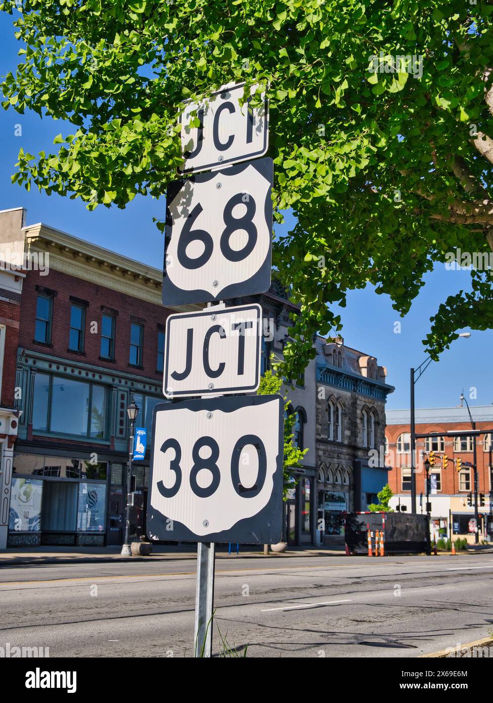 Rt 68 and 380 road sign in downtown in Xenia, Ohio. Ohio Rt 68 and Ohio ...