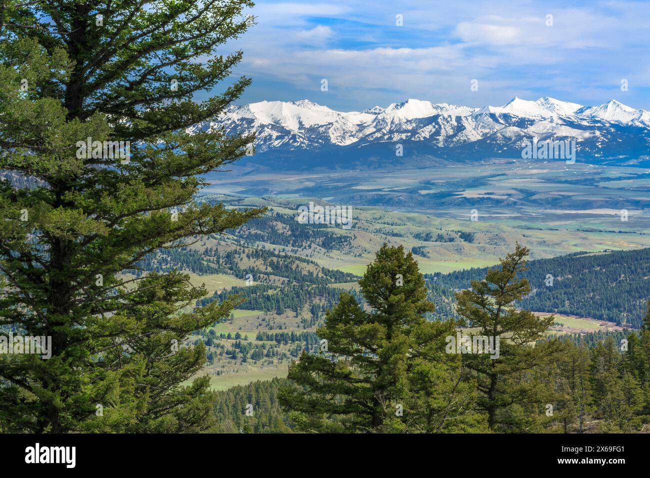 crazy mountains and the brackett creek valley viewed from the bangtail ...