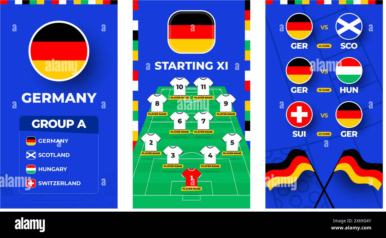 Germany team football 2024 vertical banner set for social media ...
