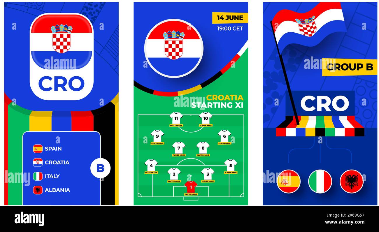 Croatia Football team 2024 vertical banner set for social media ...