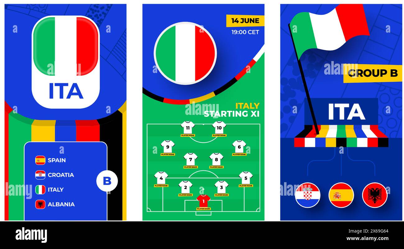 Italy Football team 2024 vertical banner set for social media. Football ...