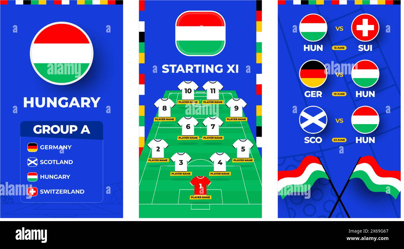 Hungary team football 2024 vertical banner set for social media ...