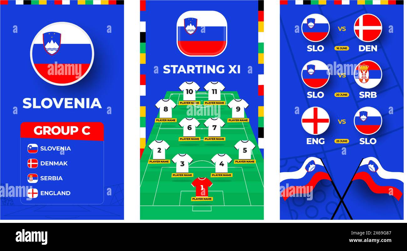 Slovenia team football 2024 vertical banner set for social media ...