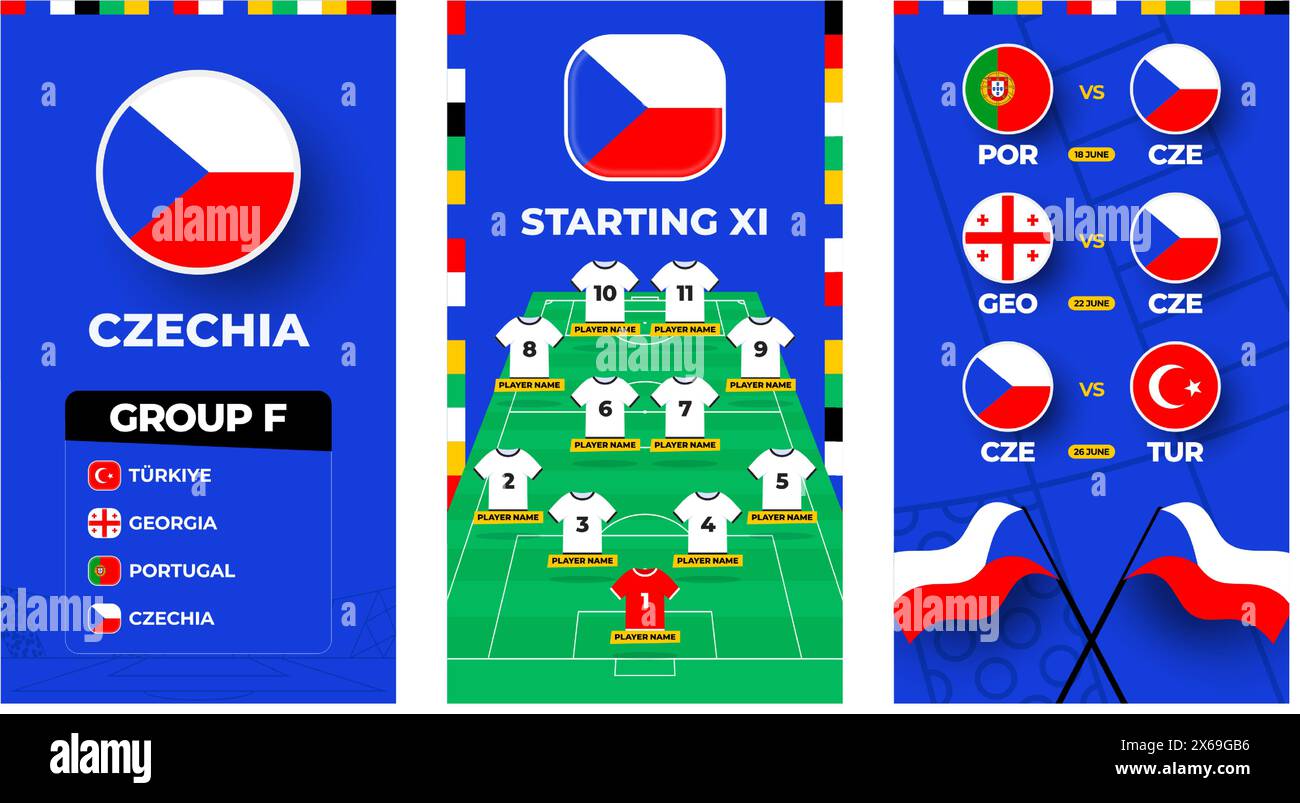 Czechia team football 2024 vertical banner set for social media ...