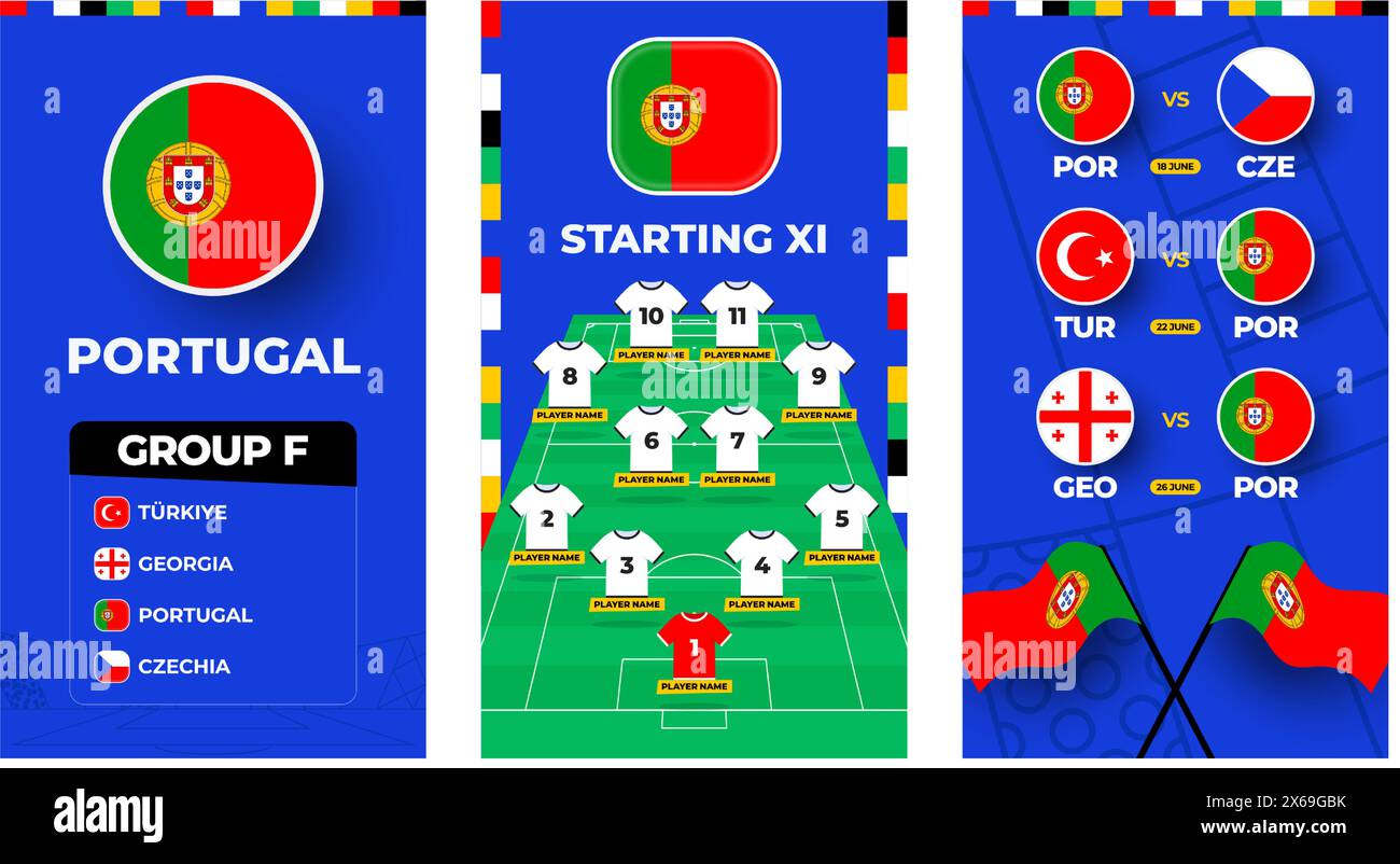 Portugal team football 2024 vertical banner set for social media ...