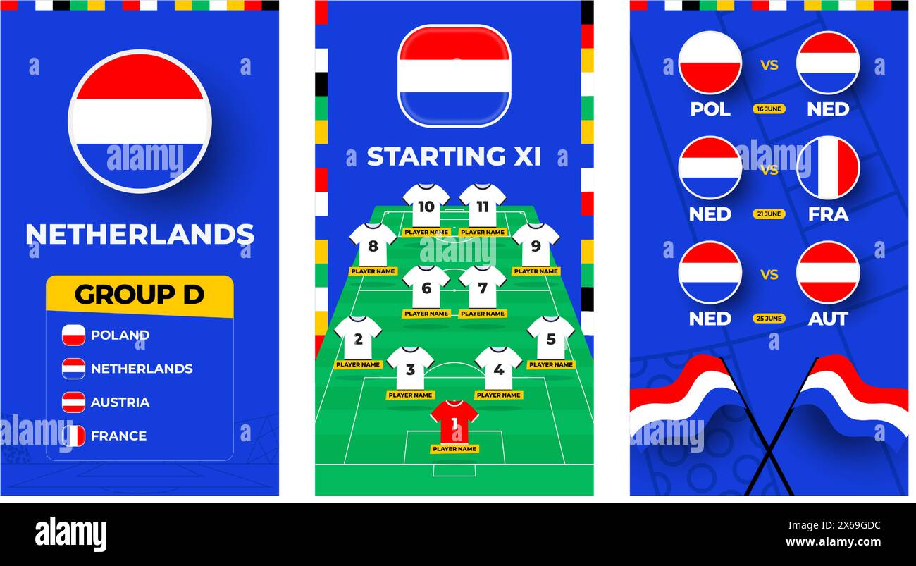 Netherlands team football 2024 vertical banner set for social media ...
