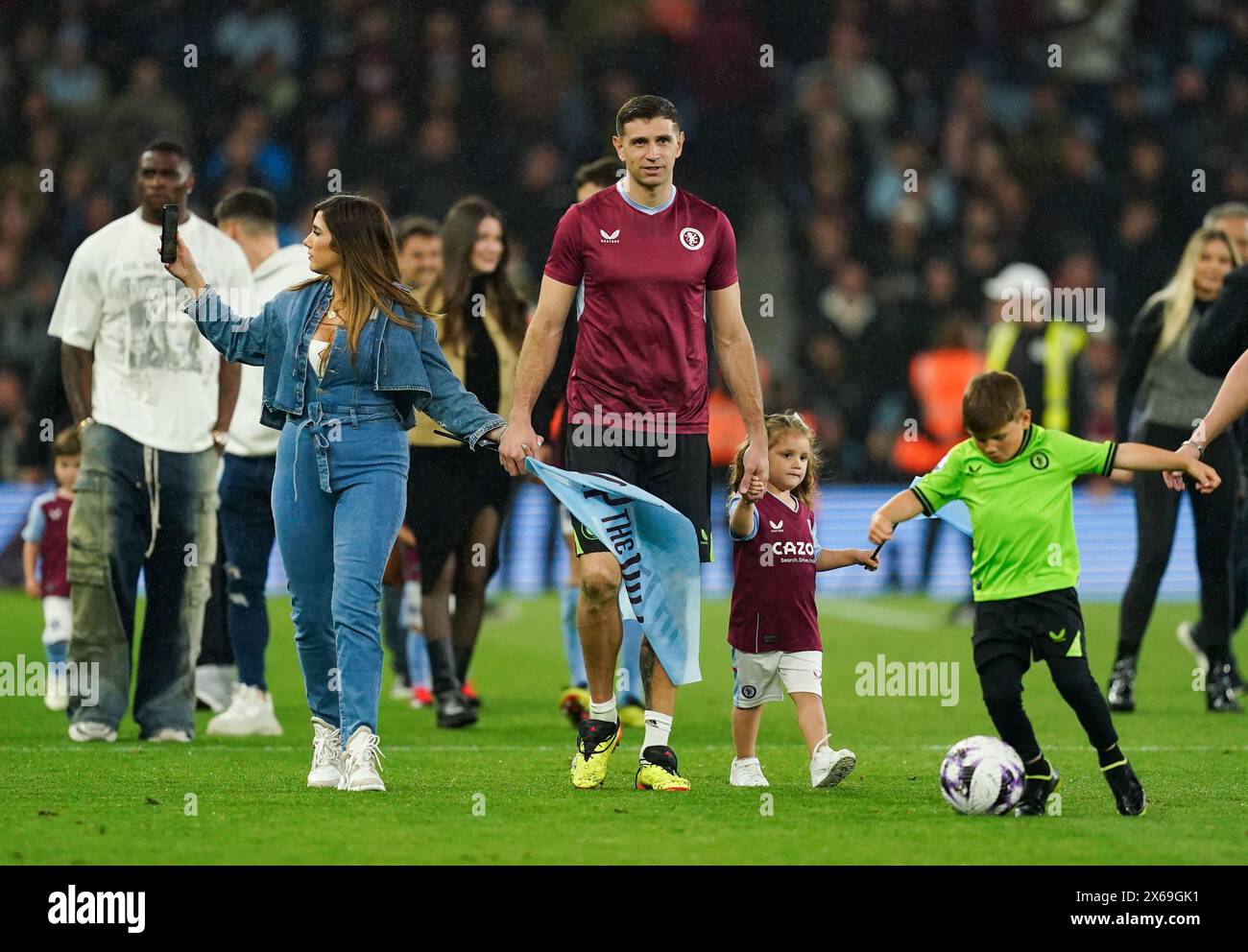 Aston Villa goalkeeper Emiliano Martinez and his wife Amanda after the ...