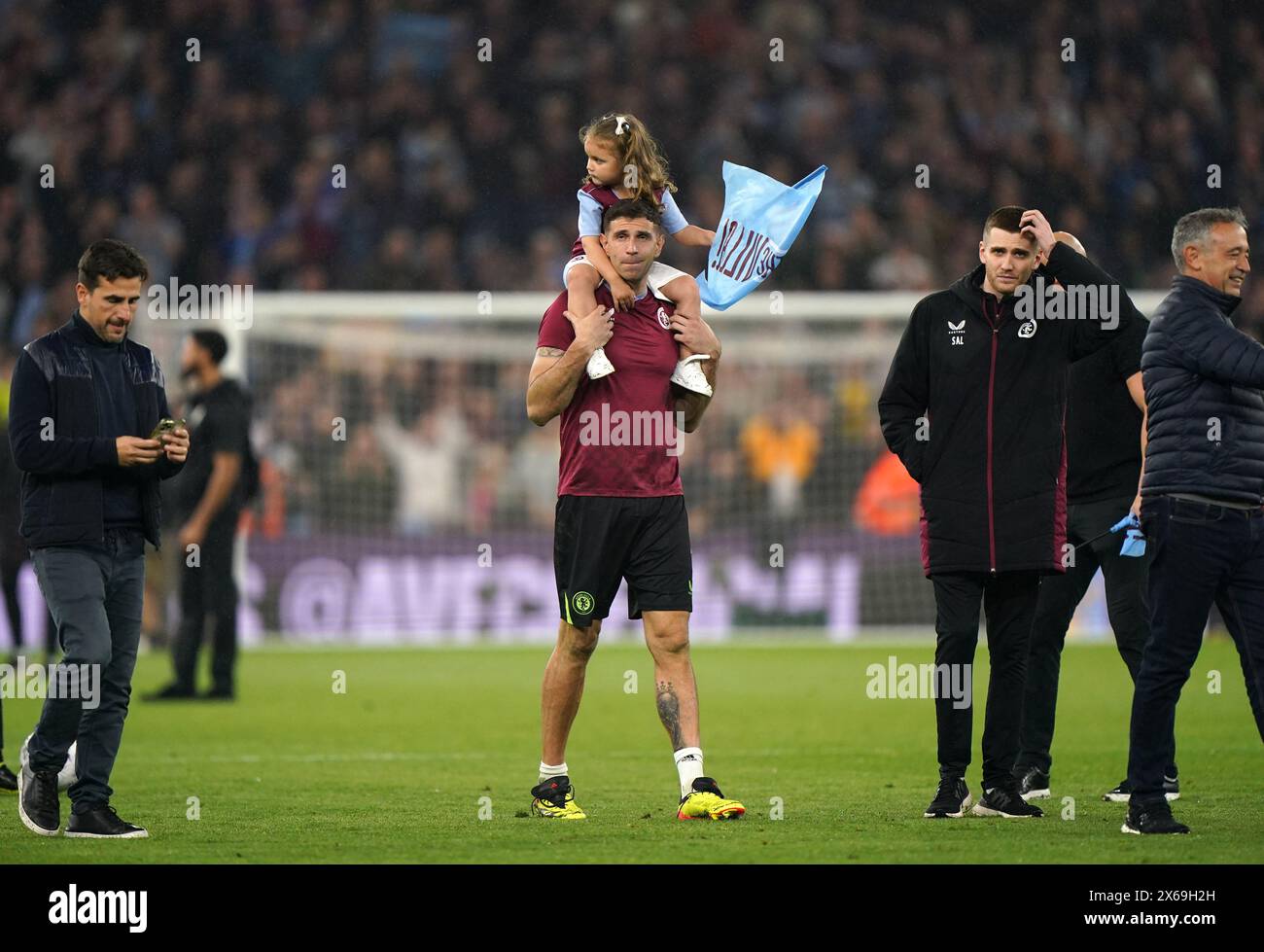 Aston Villa goalkeeper Emiliano Martinez makes a lap of honour ...