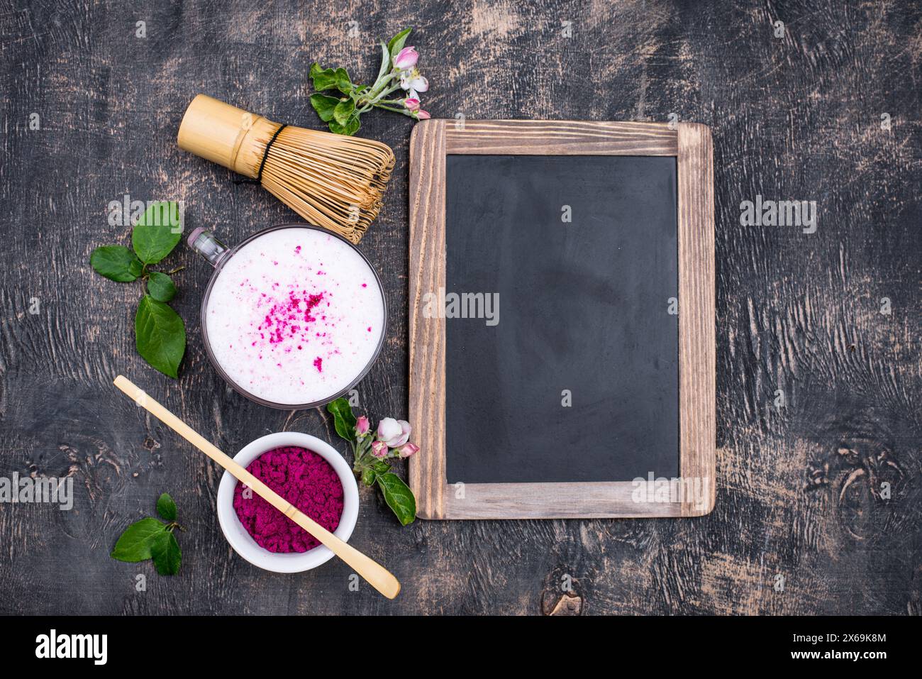 Pink matcha latte with milk Stock Photo - Alamy