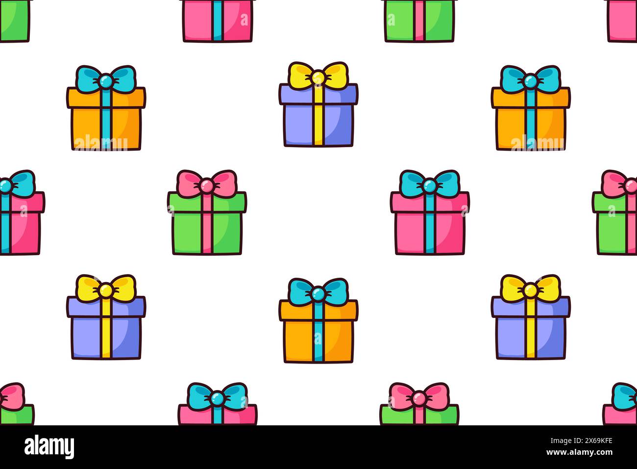 Pattern of multi-colored gift boxes. Holiday wrapping paper...Vector ...