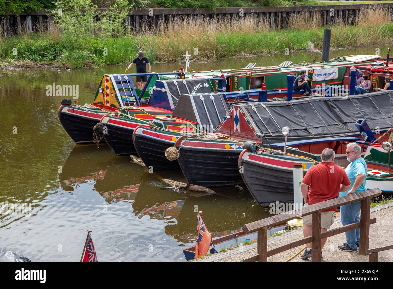 Ex working canal narrowboats on the river Weaver during the Anderton ...