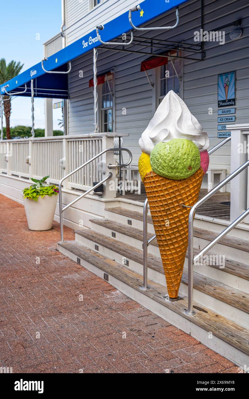 It's Heavenly ice cream shop with a large ice cream cone displayed in ...