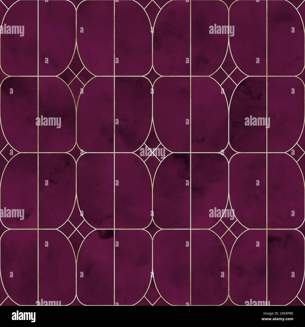 Watercolor burgundy red color stained glass window abstract geometric ...