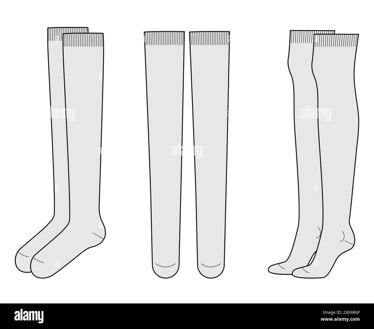 Over-the-knee Socks length set. Fashion hosiery accessory clothing ...