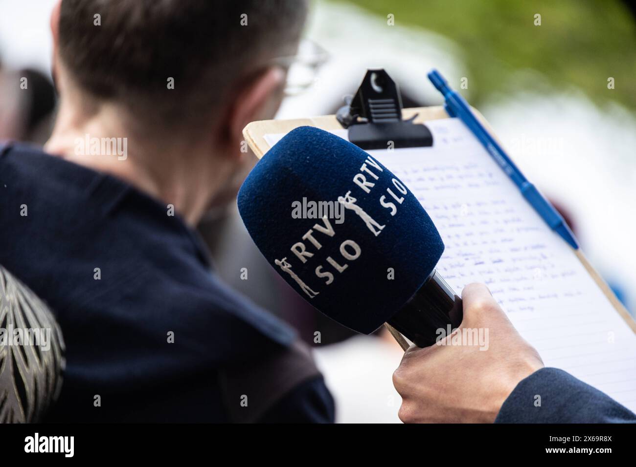 Microphone of RTV Slovenija Radio-Television of Slovenia ahead of the ...