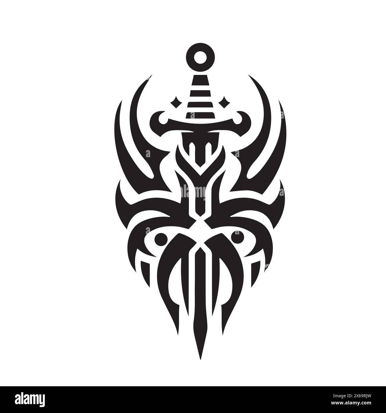 Sword Black And White Tattoo Design Vector Stock Vector Image And Art Alamy 