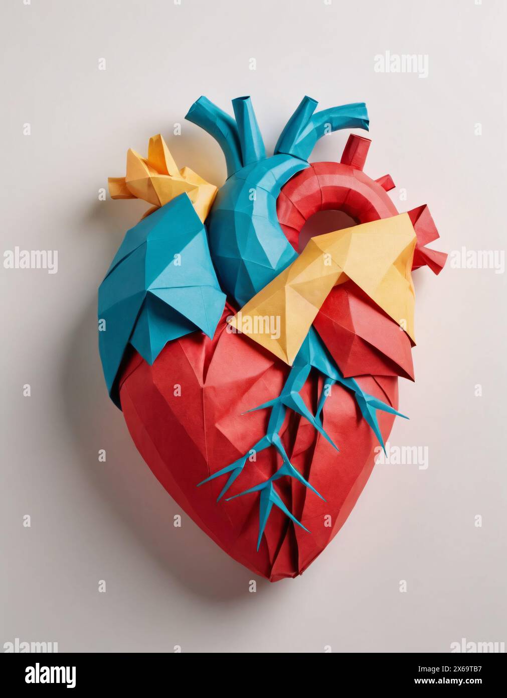 Human heart, semi-realistic representation. Origamy style Stock Photo ...