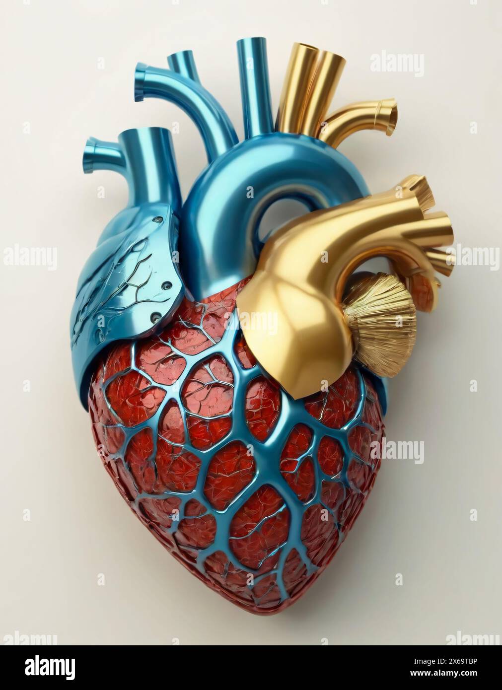 Human heart, realistic representation. Metallic handmade alien colors ...