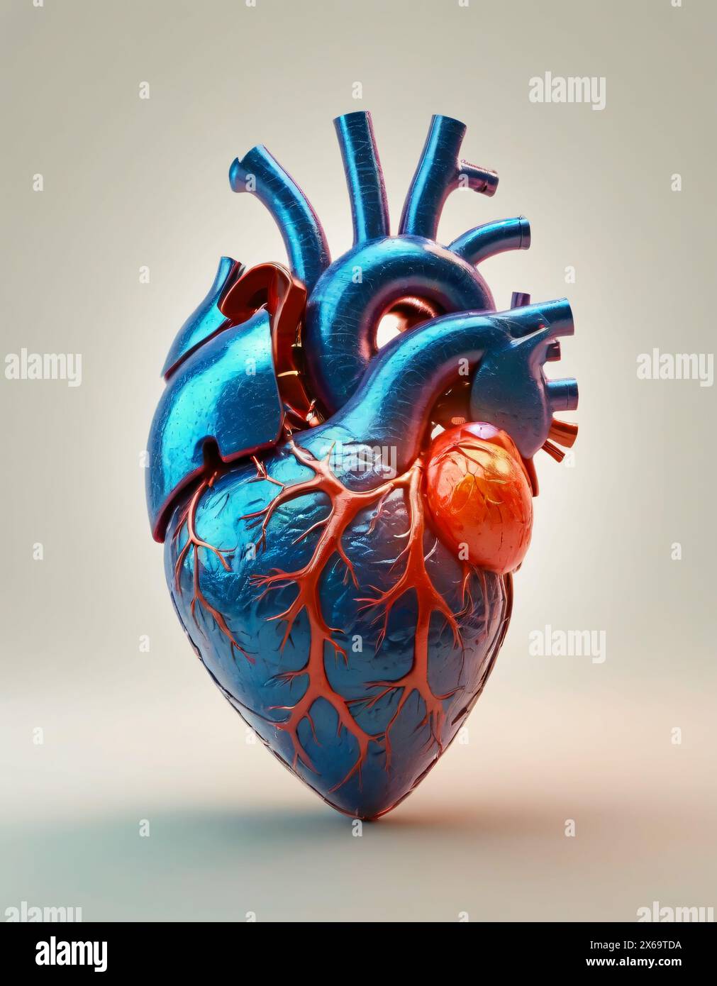Human heart, realistic representation. Metallic handmade alien colors ...