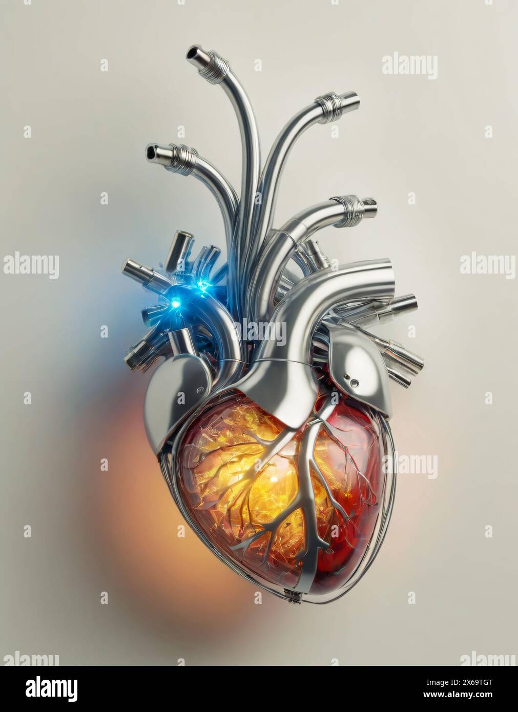 Human heart, futuristic representation of an artificial bionic ...