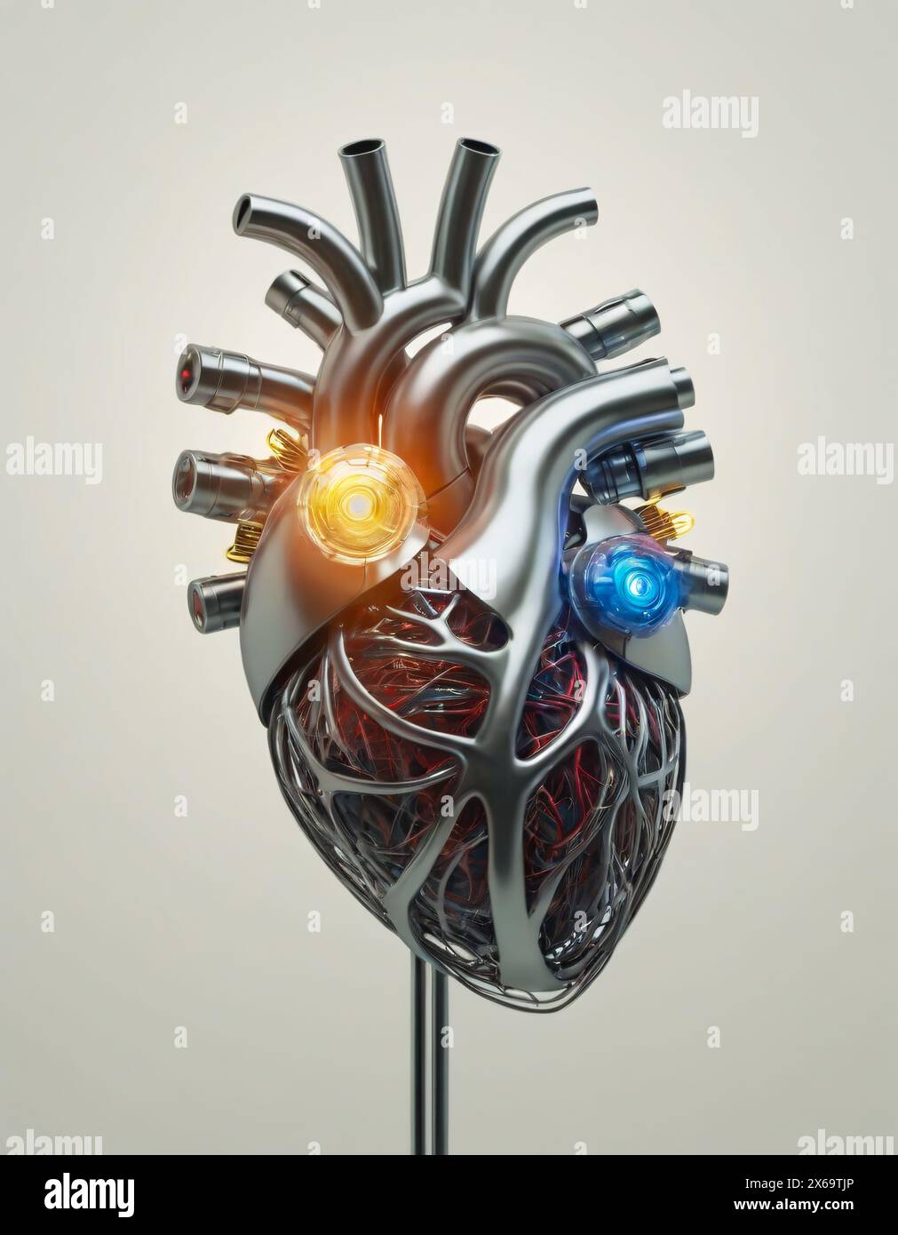 Human heart, futuristic representation of an artificial bionic ...