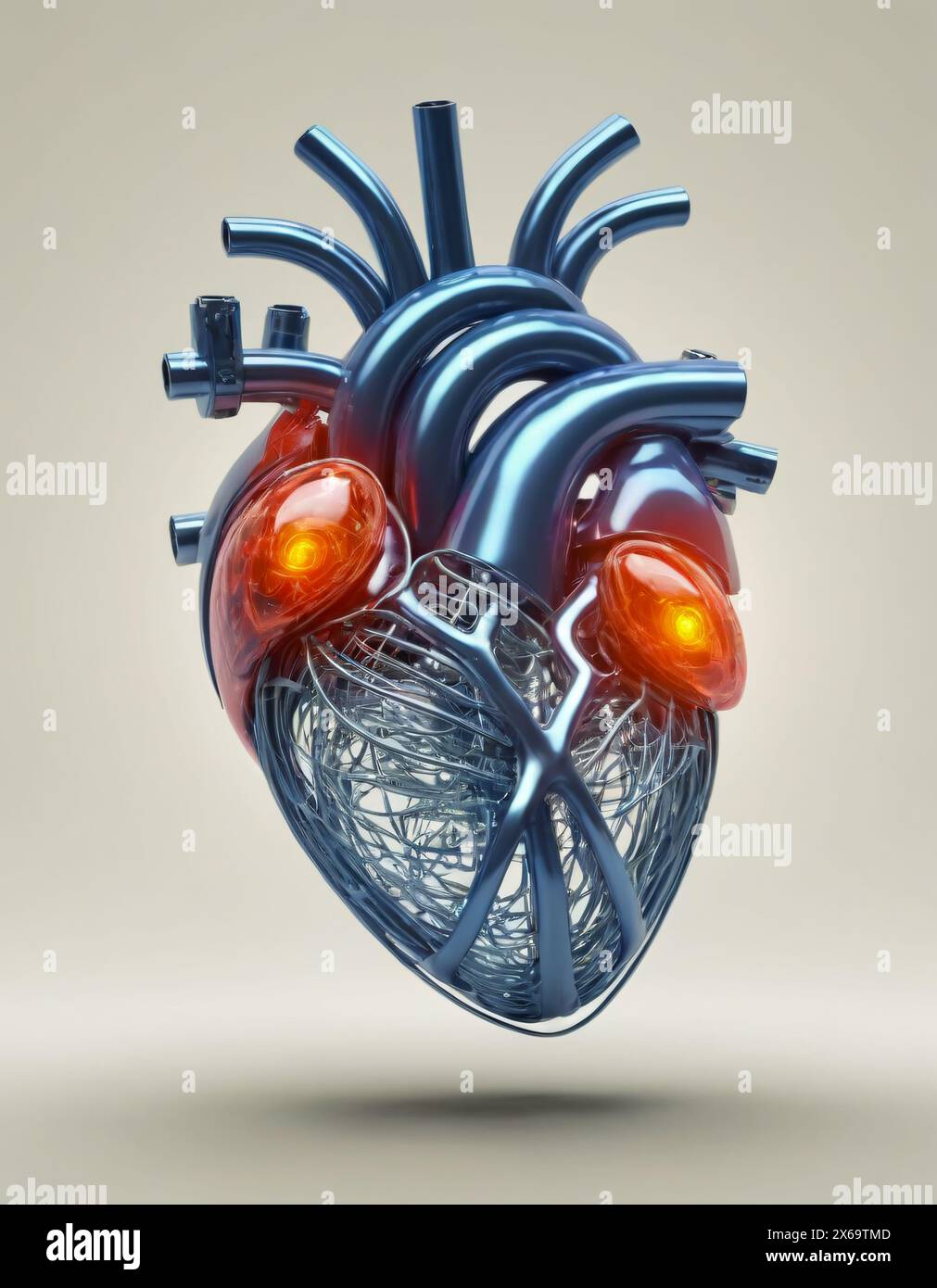 Human heart, futuristic representation of an artificial bionic ...