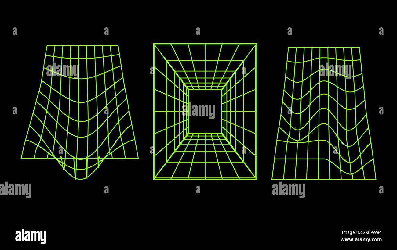 3d Wireframe Models Of Objects Network Line Geometric Shapes