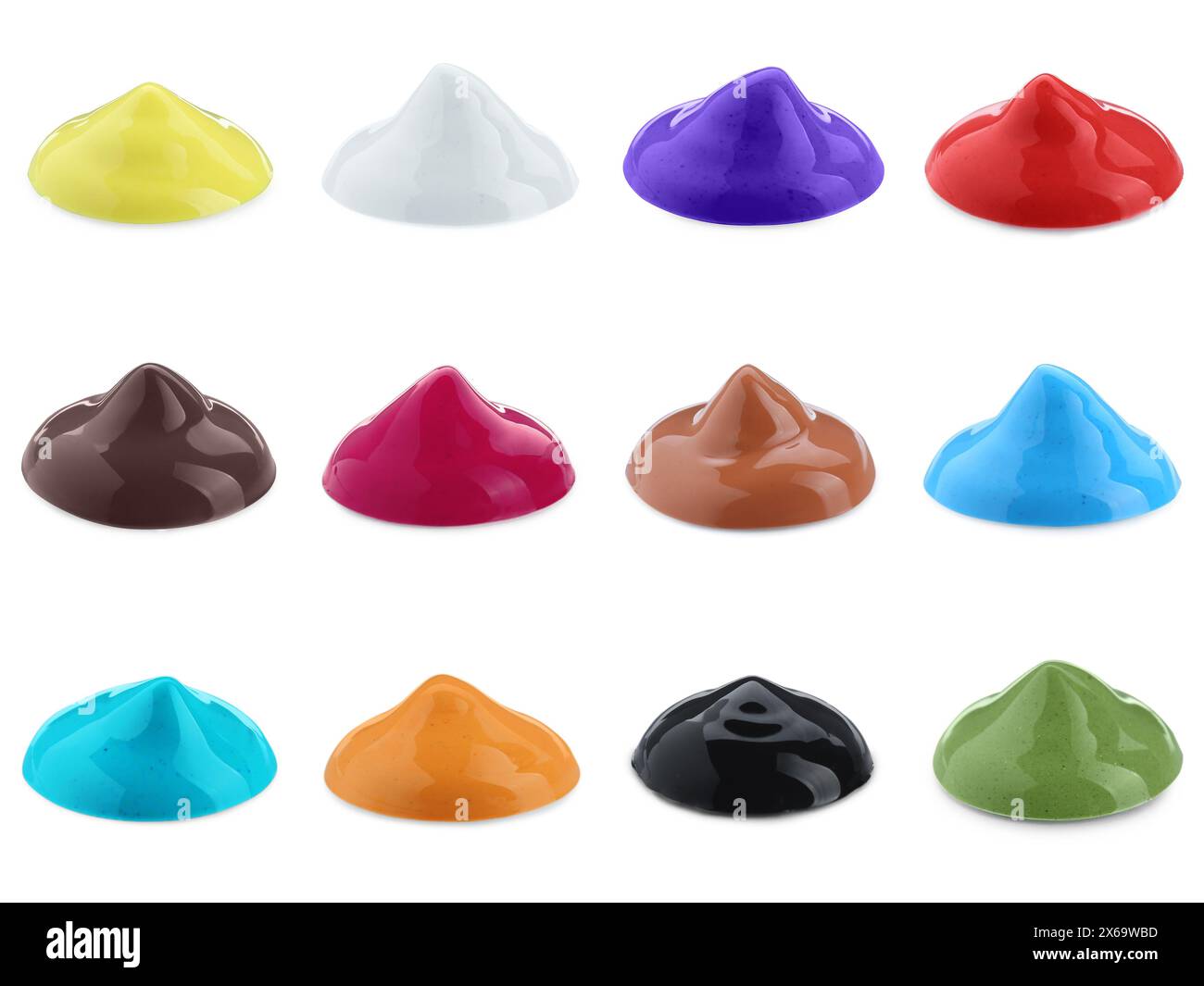 Paint blobs of different colors isolated on white, set Stock Photo - Alamy