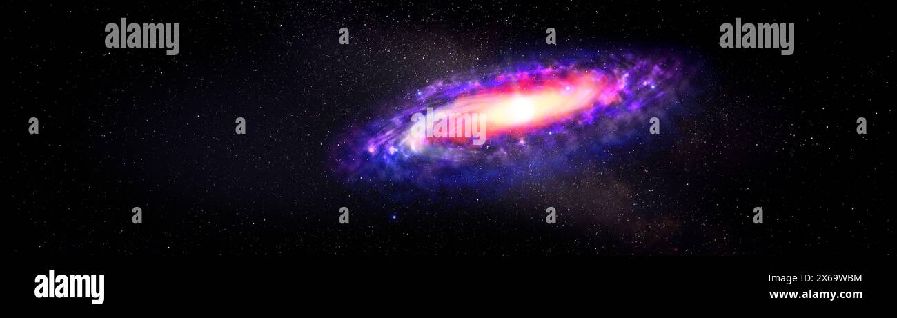 Shiny galaxy and stars in celestial cosmos, banner design Stock Photo ...